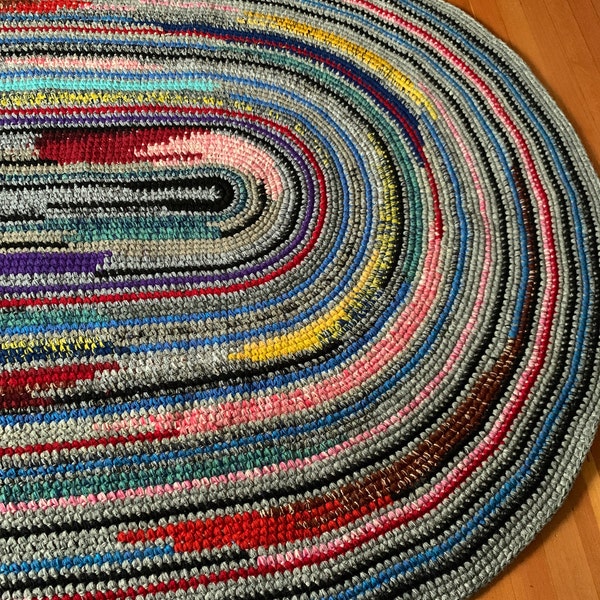 Round Area Rug, 54'' in Diameter, Hand Crochet, Ready to Ship, Wool Rug ...