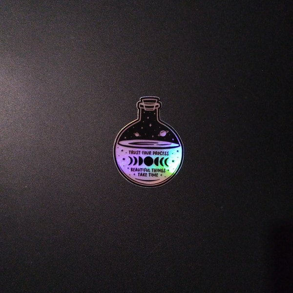 Trust Your Process Holographic Mystical Potion Bottle Sticker Galaxy ...