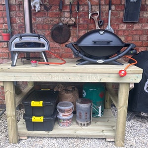 Indoor/outdoor Wooden Workbench. Garden Work Table. Bbq/pizza Oven ...