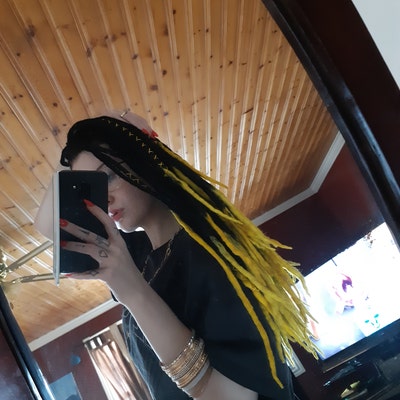 Full Set Black Wool Dreadlocks, Yellow Ombre Dreads, Dread Extensions ...