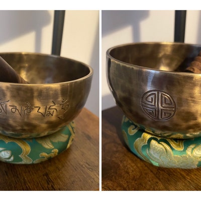 11 Inch Diameter Om Carved Singing Bowl Deep Relaxation Sound Bowl ...