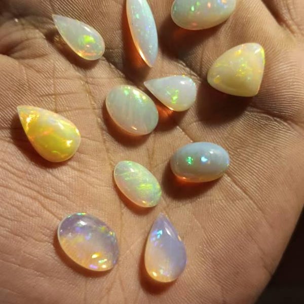 AAA+++ Top Quality Natural Ethiopian Black Opal Cabochon Lot Welo Opal ...