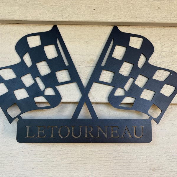 Custom Checkered Flag Racing Sign, Checkered Flag Monogram ...