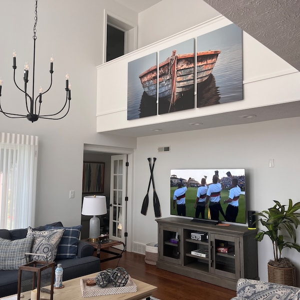 Rustic Wooden Boat Canvas Wall Art Boat on the Water Print Lake House ...