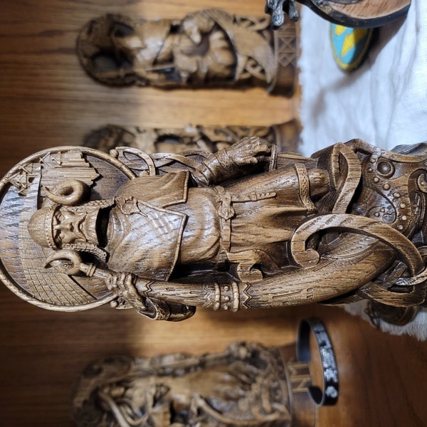 Handmade Oak Heimdall Statue: Norse God Altar Sculpture (9 Inch) - Etsy