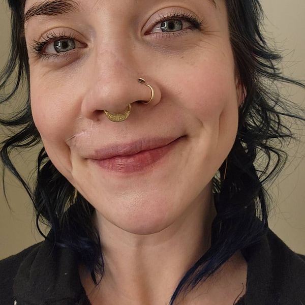 Gemstone Septum - Gold Plated Septum With Labradorite for Pierced Nose ...