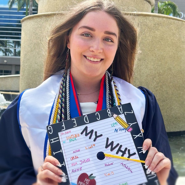 Custom "my Why" Graduation Cap Topper, Teacher Graduation Cap, Grad Cap ...