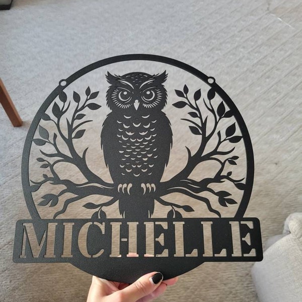 Custom Owl Metal Sign, Owl Monogram Sign, Owl Wall Decor, Outdoor Decor ...