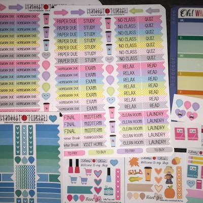 95 College Stickers, School Stickers, Stripes and Dots, Flags, Choose ...