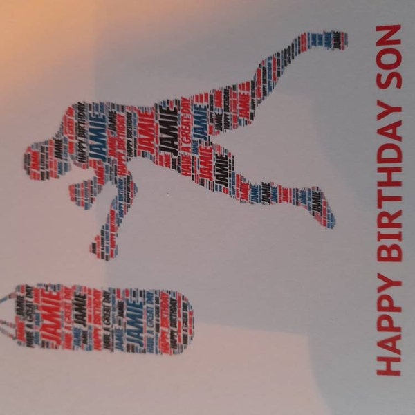 Personalised Boxing Birthday Card, Boxer & Punchbag Birthday Card ...