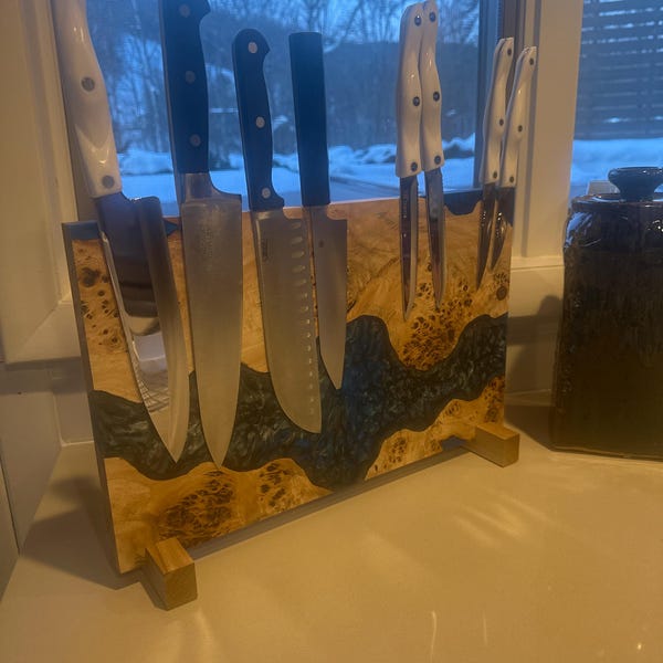 Magnetic Knife Holder Block Organizer,messerblock,kitchen Knife Set ...