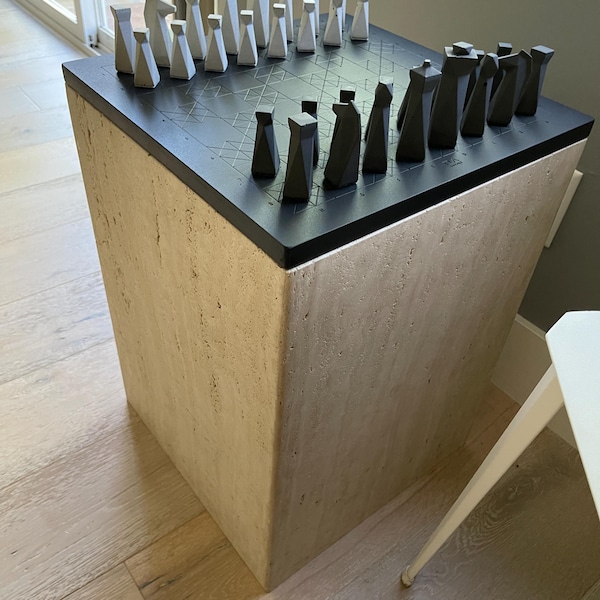 Modern Chess Set, Resin Chess Pieces, Handmade Unique Chess Set With ...