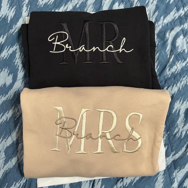 Custom Mrs. Embroidered Sweatshirt, Gift for Future Mrs & Mr Engagement ...