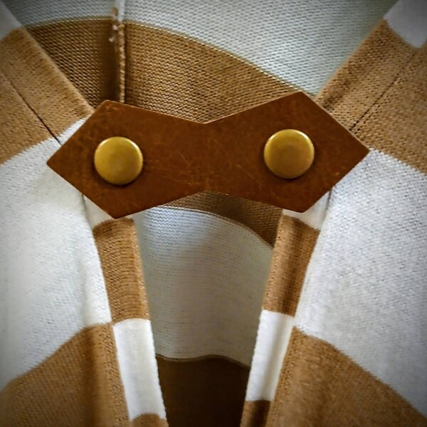 NEW Cinch Clip Silver & Black Leather Closure for Jackets, Shirts ...