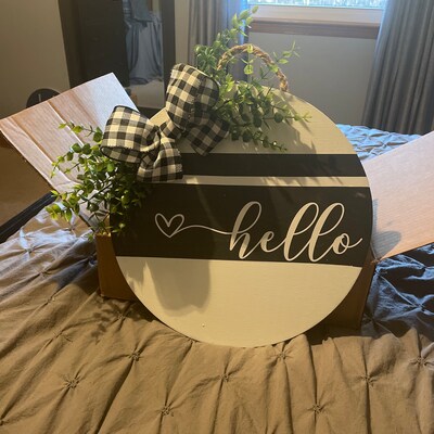 Thankful Welcome Circle Wood Circle Welcome Sign Holiday - Etsy