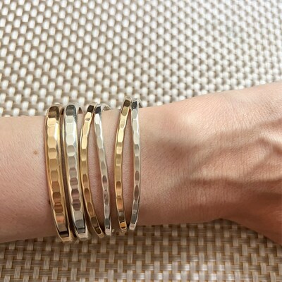 Thick Hammered Cuff Bracelet, 14K Yellow Gold Filled 352.ygf - Etsy
