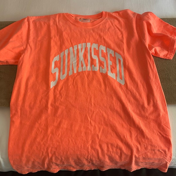 Neon Orange Sunkissed Shirt Summer Tees Oversized Tshirt Preppy Shirts ...