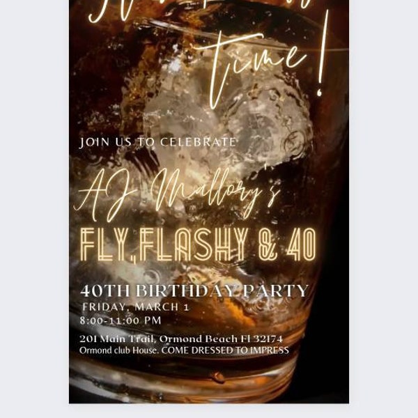 Editable Black and Gold Birthday Party Invitation Template Digital ...