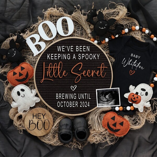 Halloween Digital Pregnancy Announcement, New Little Boo, Halloween ...