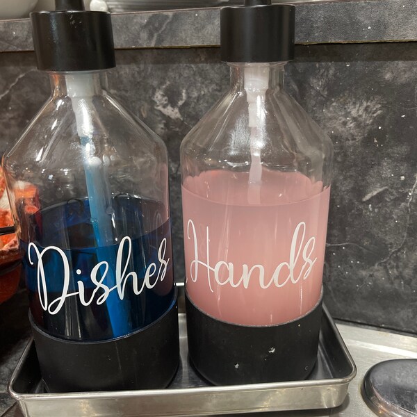 Hands/dishes/lotion/custom Decal, Soap Dispenser Decal, Decal Set ...