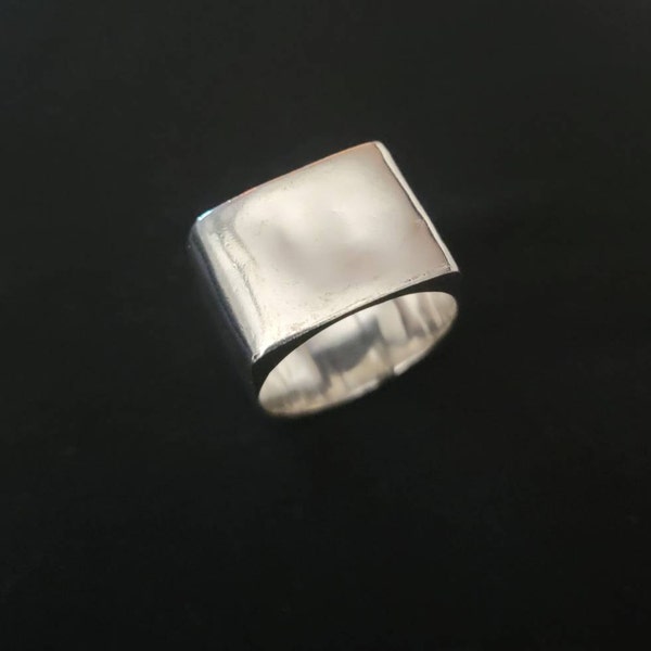 Sterling Silver Square Signet Ring: Chunky Wide Band - Etsy