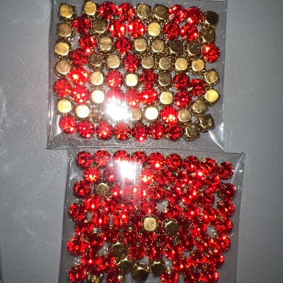 Red Rhinestone Trim, Red Crystal Gunmetal Set Applique, Long Tassels ...