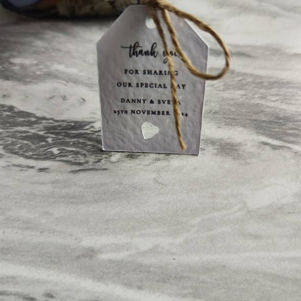 Modern Rectangular Calligraphy Wedding Favour Tag - Couples Names Date ...