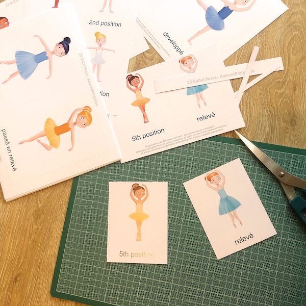 BALLET Poses Printable CARDS for Girls, 23 Montessori Ballerinas Cards ...