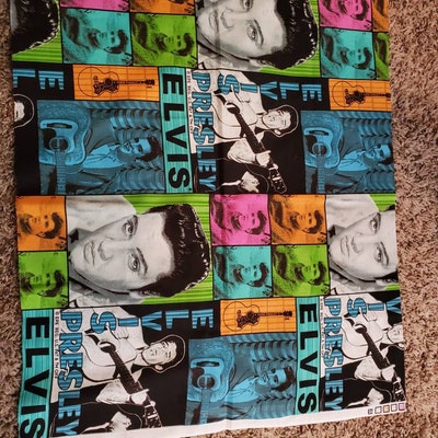 Elvis Presley Fabric Fat Q. 18 X 22 Neon Collage 100 % Cotton Cut From ...
