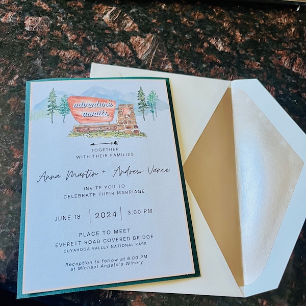 Editable National Park Wedding Invitation Template Mountain Wedding ...