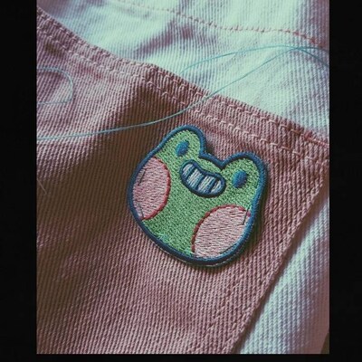 Cute Frog Iron on Patch for Clothes, Backpacks, Hats, Bags, Etc ...