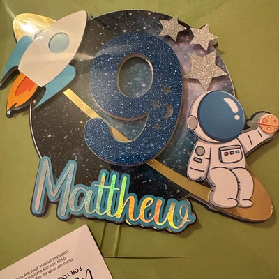 Topper de pastel espacial, fiesta de cumpleaños espacial, decoración de ...