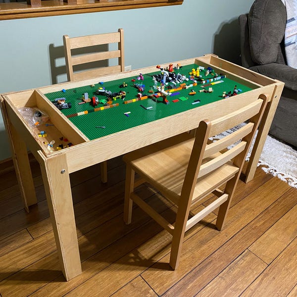 Kids Activity Table With Storage, Building Bricks Table, Playroom, Kids Table, Train Table, Kids ...