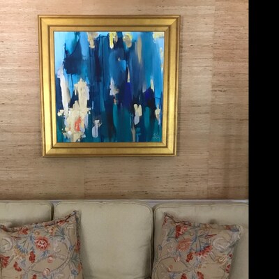 Abstract Art Original Painting Extra Large Focal Point Green Blue Rust ...