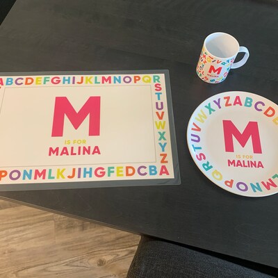 Personalized Alphabet Plate Set for Kids Cute ABC Themed Plate for ...