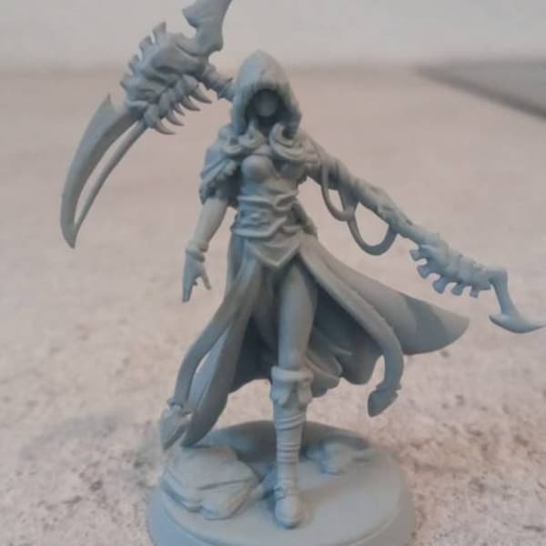 Female Necromancer Miniature Warrior With Scythe Mini Dnd Female Reaper ...