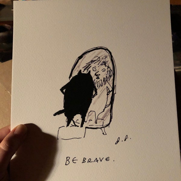 Be Brave - Inspirational Cat Art - Funny Cat Print - the Dancing Cat - Etsy