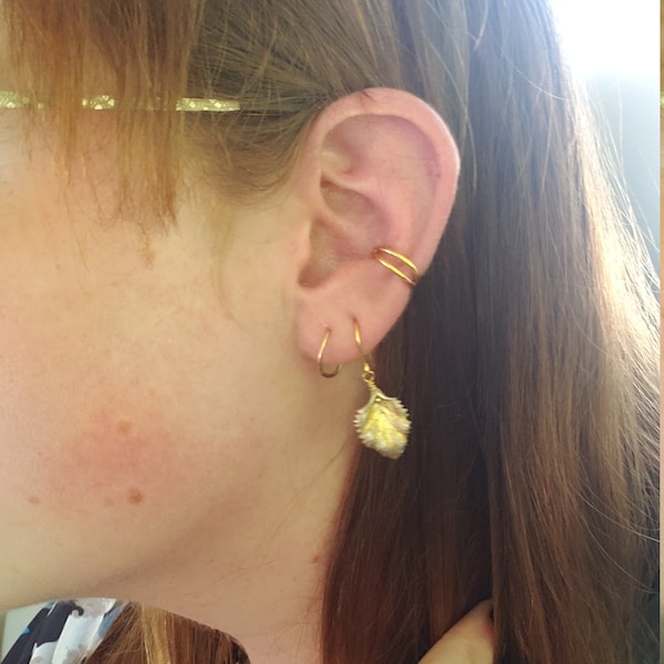 Double Smooth Split Conch Hoop, G23 Titanium, Double Conch Earring ...