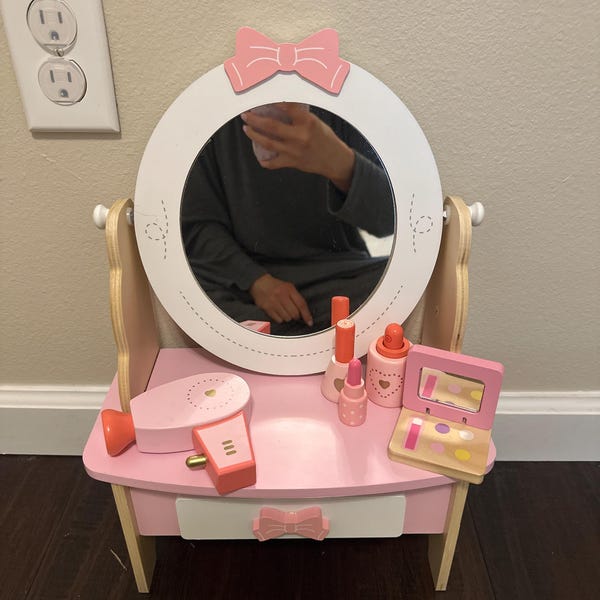 Wooden Toy Vanity With Play Make-up, Personalized, Custom Made Vanity ...