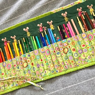 Pencil Roll, Artist Roll, Colored Pencil Roll for 24 Pencils, Fabric ...