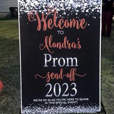 Prom Send-off Party Personalized Welcome Sign Printable Silver Confetti ...
