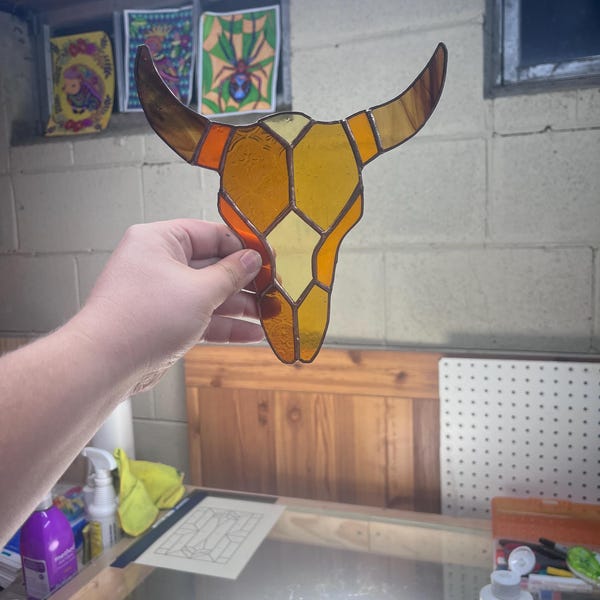 Stained Glass Bull Skull Pattern: Beginner DIY Project (digital ...