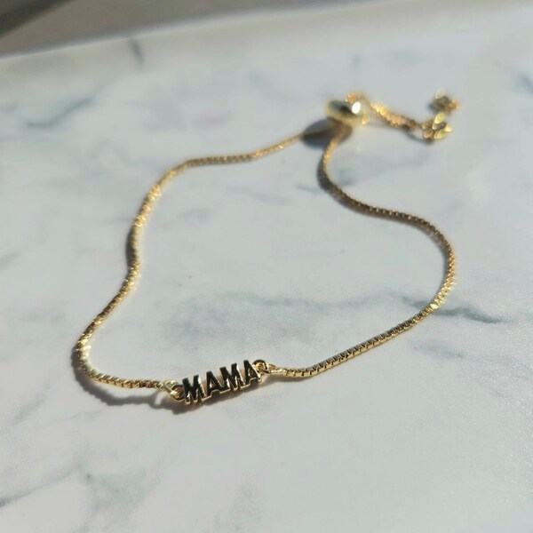 Dainty Mama Charm Connector, 16k Gold Filled Mama Script Link Connector ...
