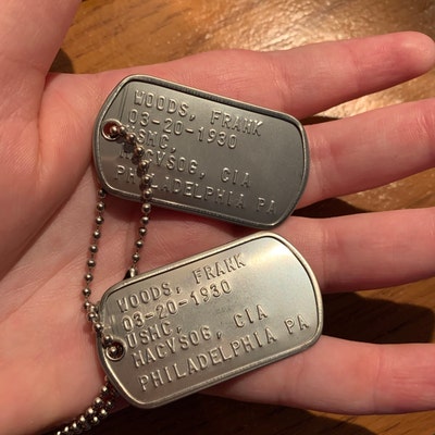 Two Military Dog Tags With Chain With Optional Silencer, Many Options ...