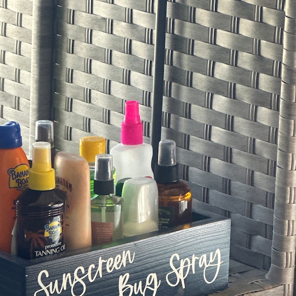 Customizable Patio Storage Box, Outdoor Sunscreen or Bug Spray Storage ...