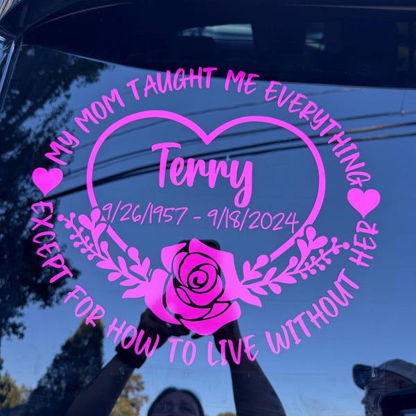 Mom Mother Memorial Vinyl Decal, Custom Tribute Remembrance Sticker ...