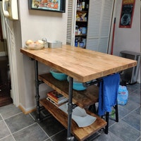 Industrial Pipe and Wood Kitchen Island || Steel and Wood Island ...