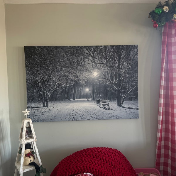 Winter Art Print, Huge Canvas Wall Decor, Snowy Pathway, Snow Canvas ...