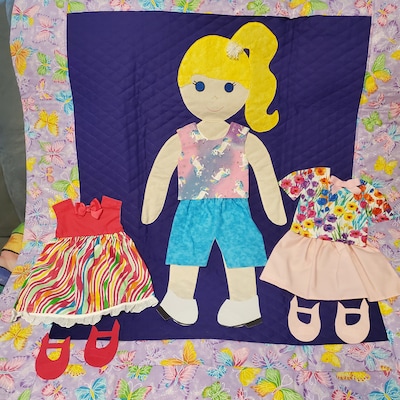 Combined Paper Doll Quilt Pattern for Girl and Boy, Paper Doll Blanket ...