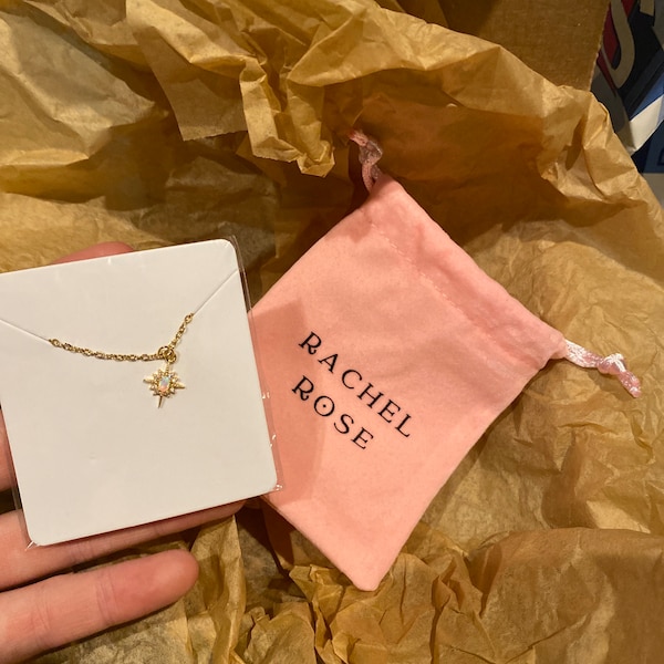 18K GOLD Opal North Star Necklace Minimalist Opal Jewelry Set Celestial ...